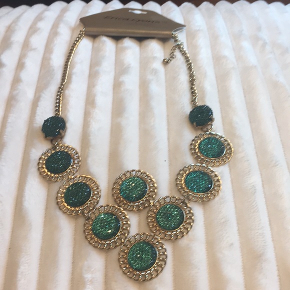 Erica Lyons | Jewelry | Erica Lyons Gold Tone Green Necklace | Poshmark